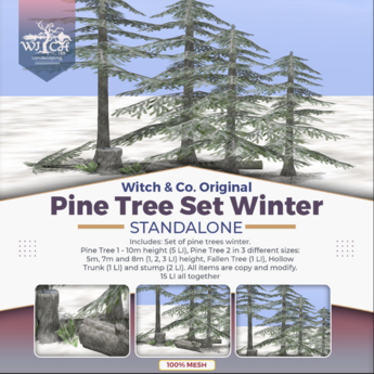 Second Life Marketplace - W&Co. V1 Pine Tree Set Icy BOX